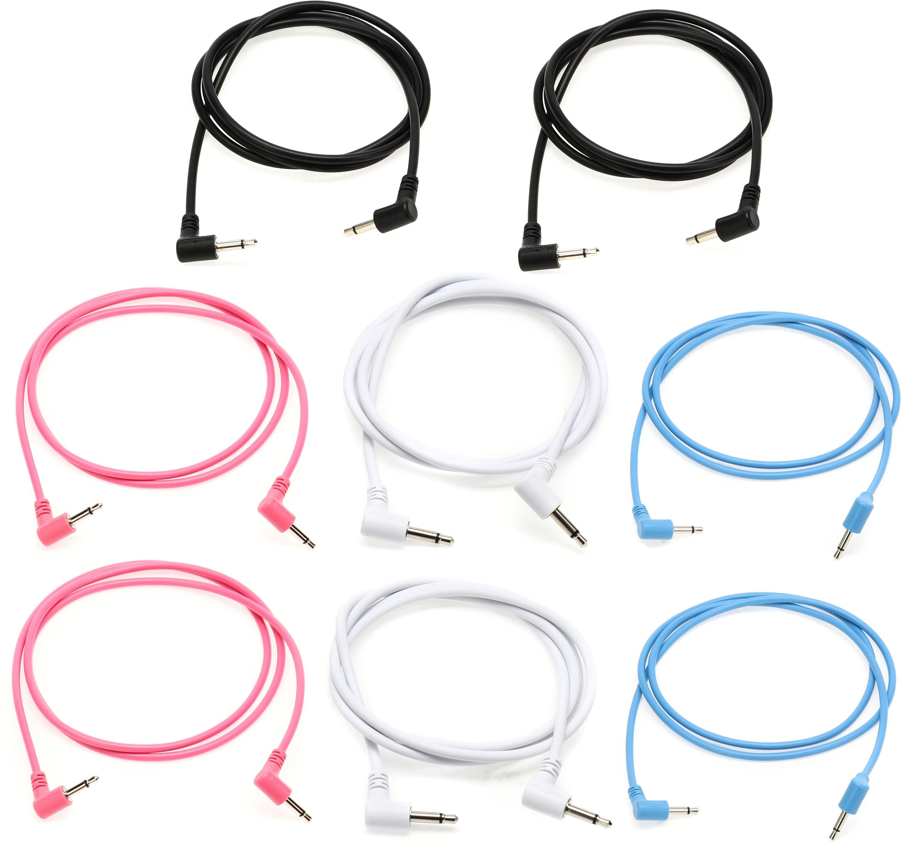 Modbap Modular Patch Cables - Angled 3.5mm TS Male to Angled 3.5mm TS Male 8-pack - 36 inches ...