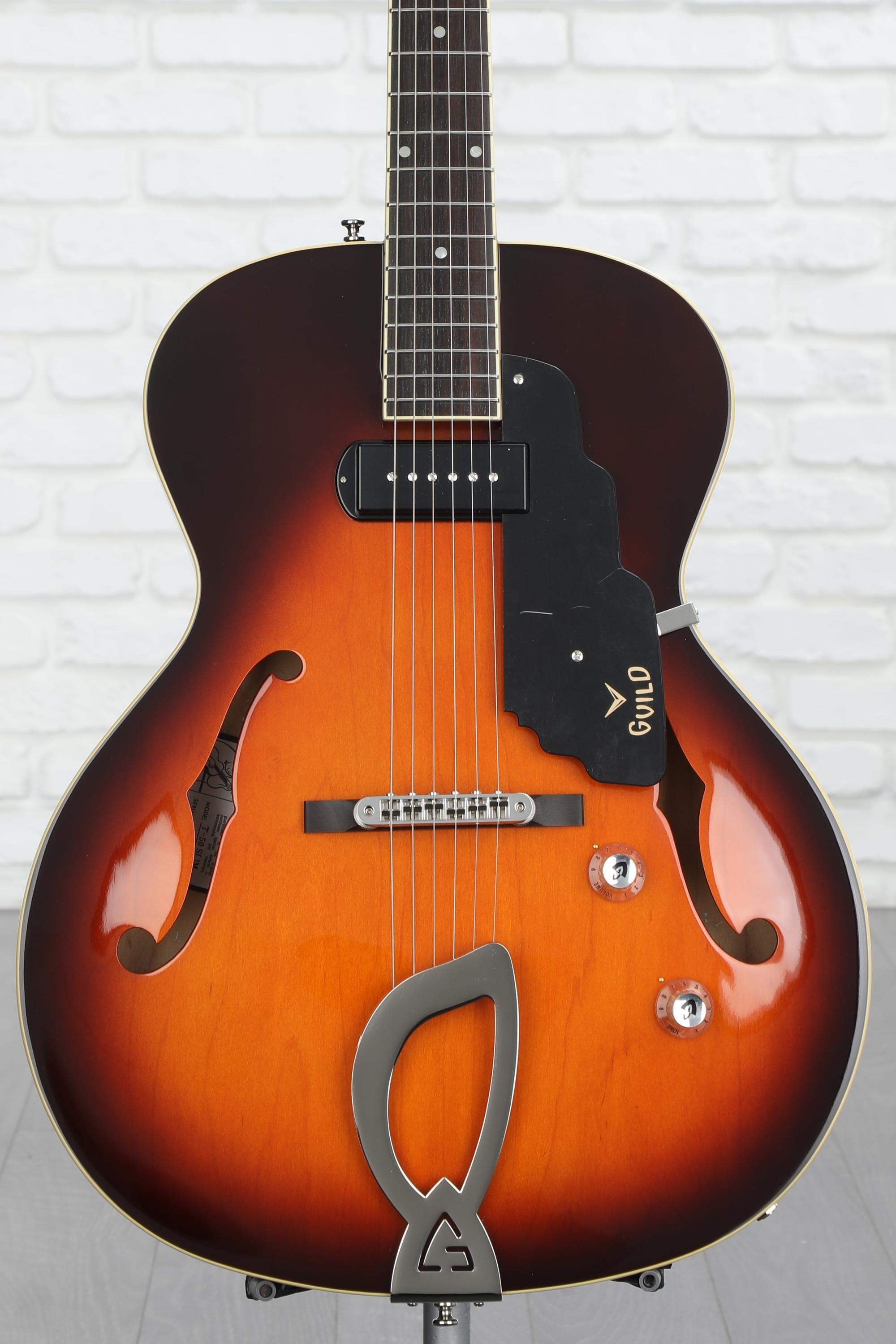 Guild T-50 Slim Hollowbody Electric Guitar - Vintage Sunburst | Sweetwater