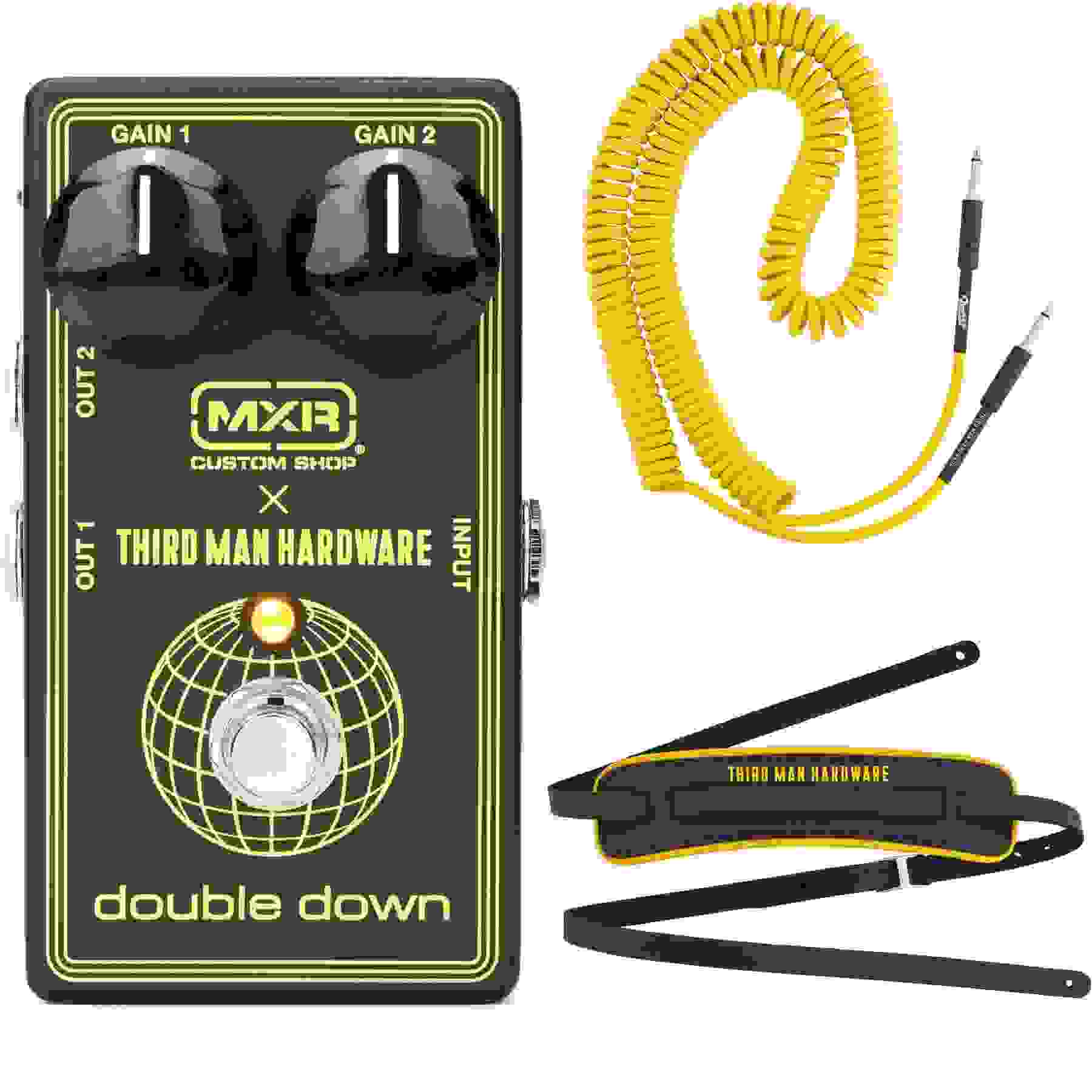 MXR Double Down Booster Pedal with Strap and Coiled Instrument Cable ...