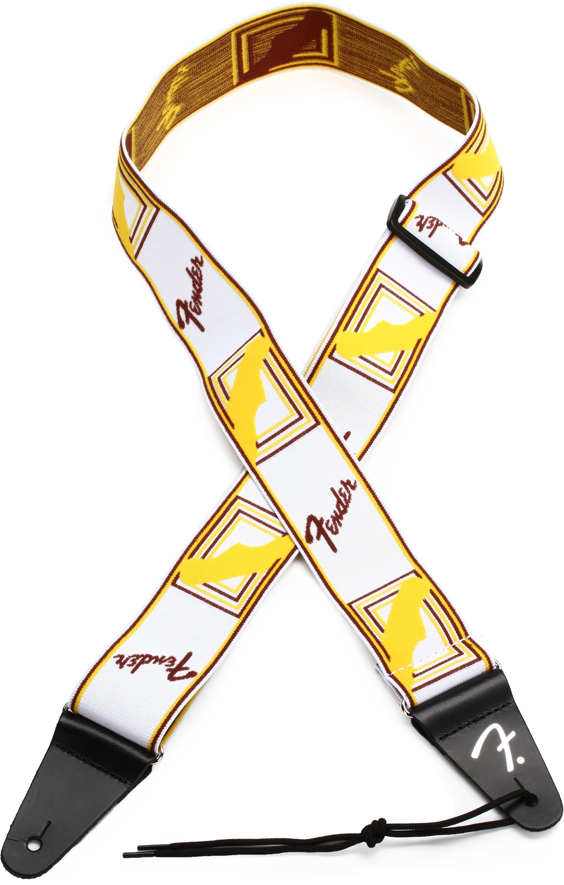 Fender WeighLess Guitar Strap - White/Brown/Yellow | Sweetwater