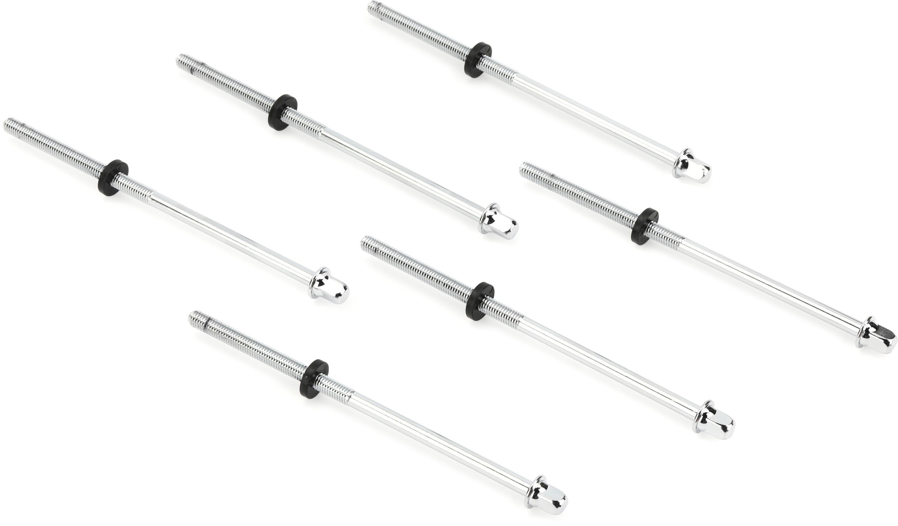 DW True Pitch Tension Rods - Chrome, 6-pack | Sweetwater