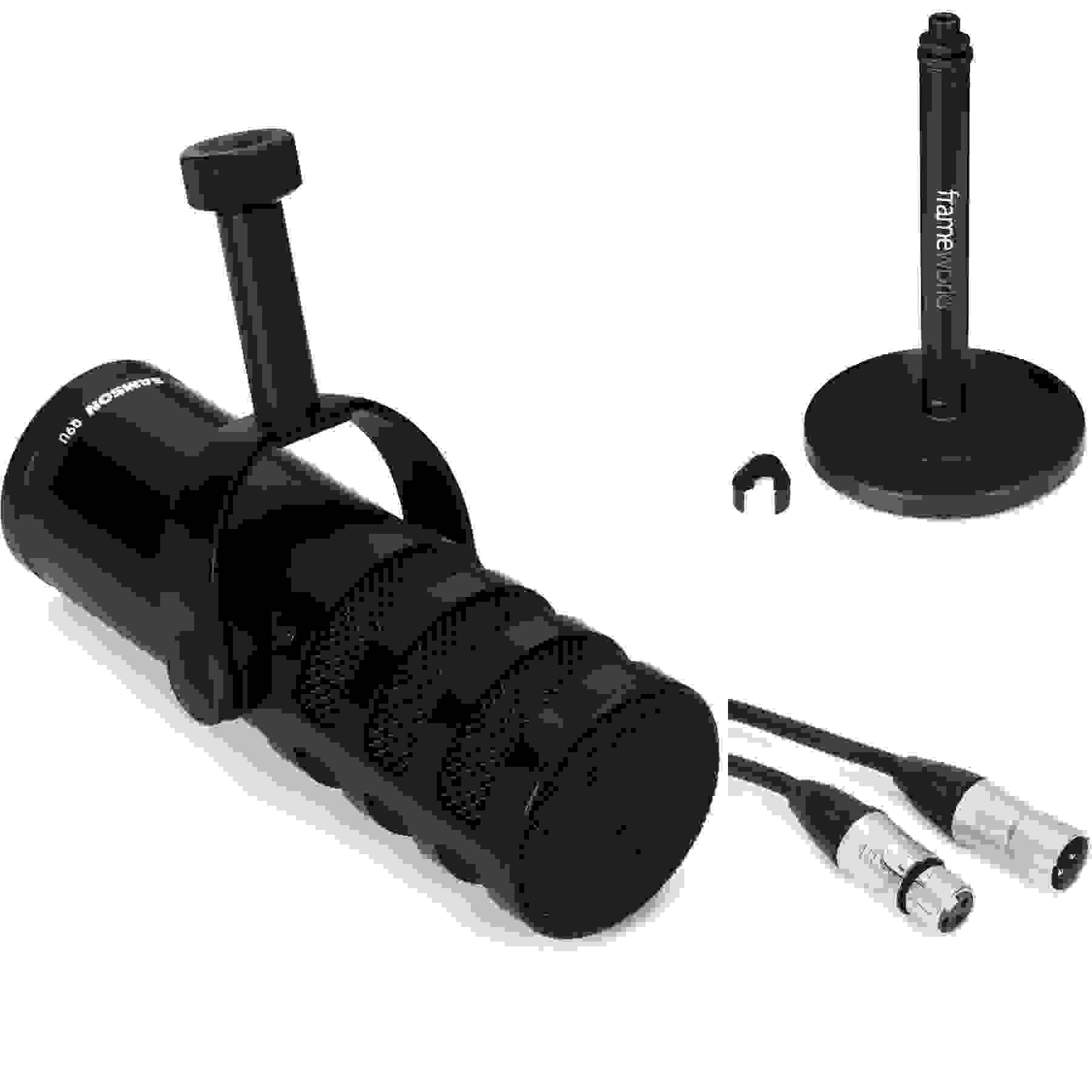 Samson Q9U XLR/USB Dynamic Broadcast Microphone with Desktop Mic Stand ...