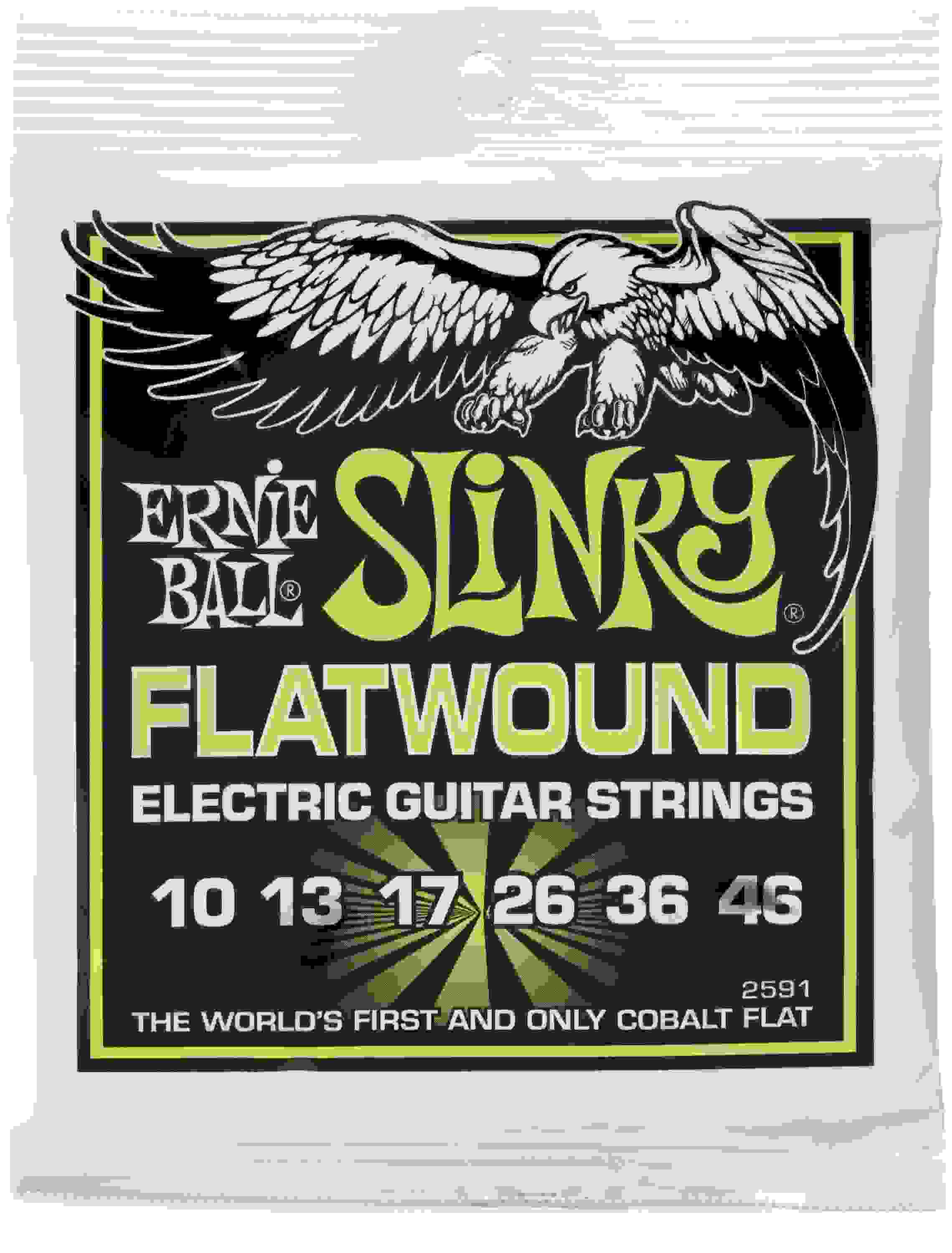 Ernie Ball 2591 Regular Slinky Flatwound Electric Guitar Strings - .010 ...