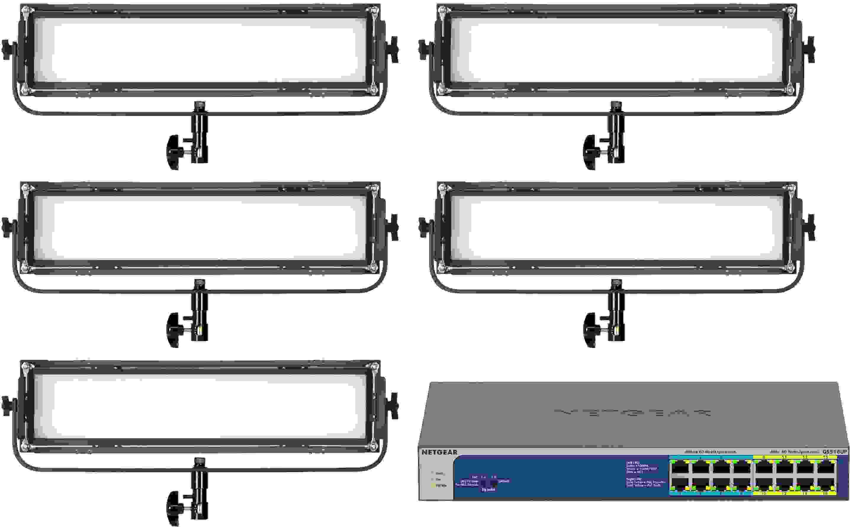 Ikan Lyra LBX8-POE-5L-1SU Low-profile Bicolor Studio Panel Soft LED ...