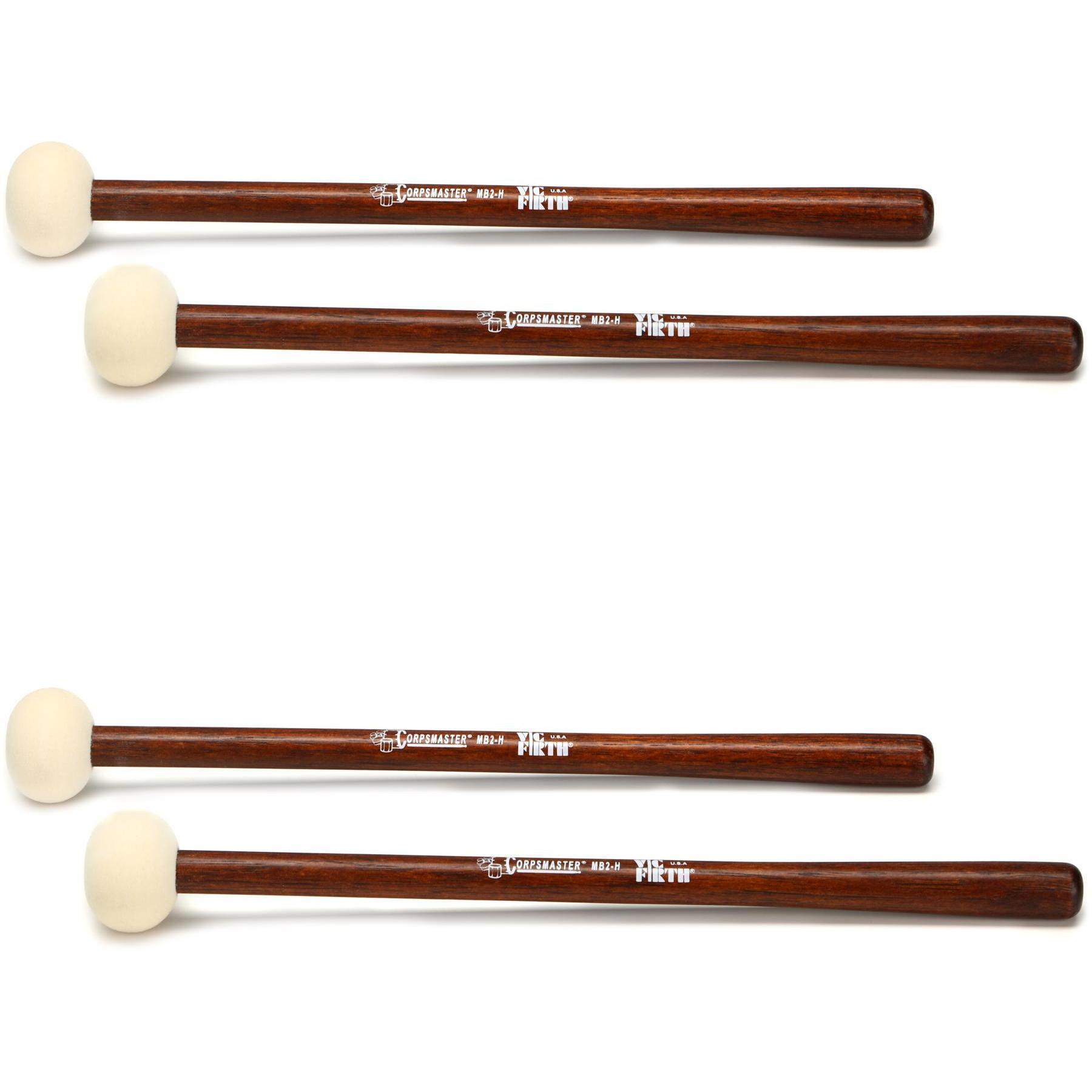 Vic Firth Corpsmaster Bass Drum Mallets, Medium Head - Hard - 2 Pair ...