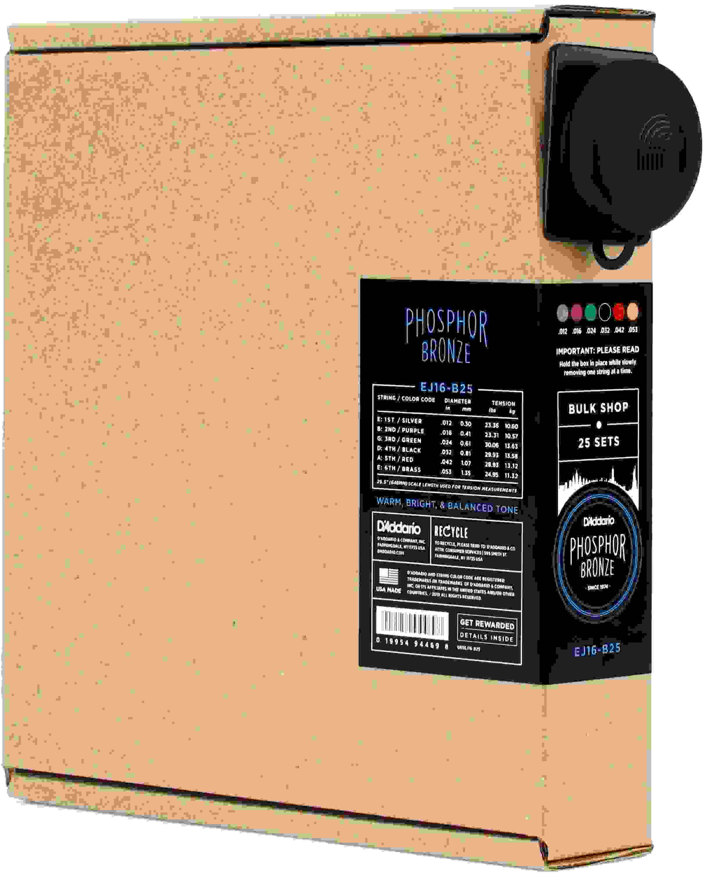 D'Addario EJ16 Phosphor Bronze Acoustic Guitar Strings - .012-.053 ...