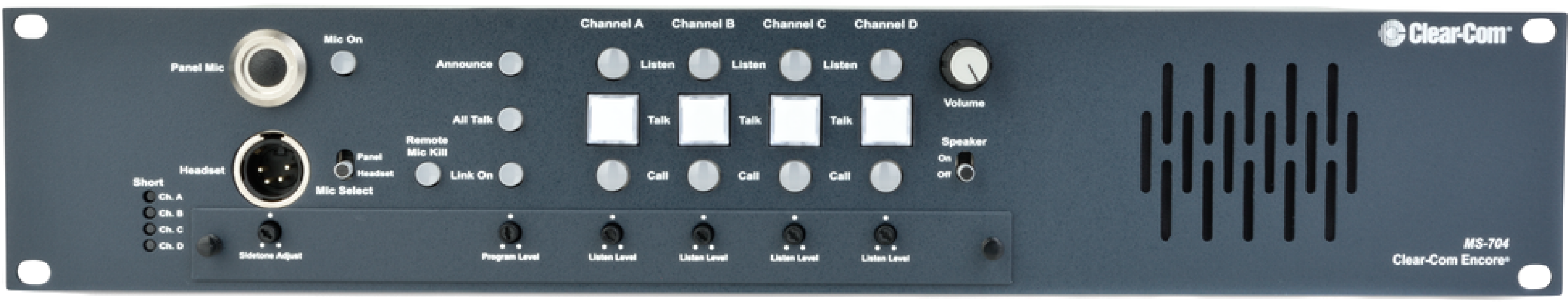 Clear-Com MS-704 2RU 4-channel Intercom Main Station | Sweetwater