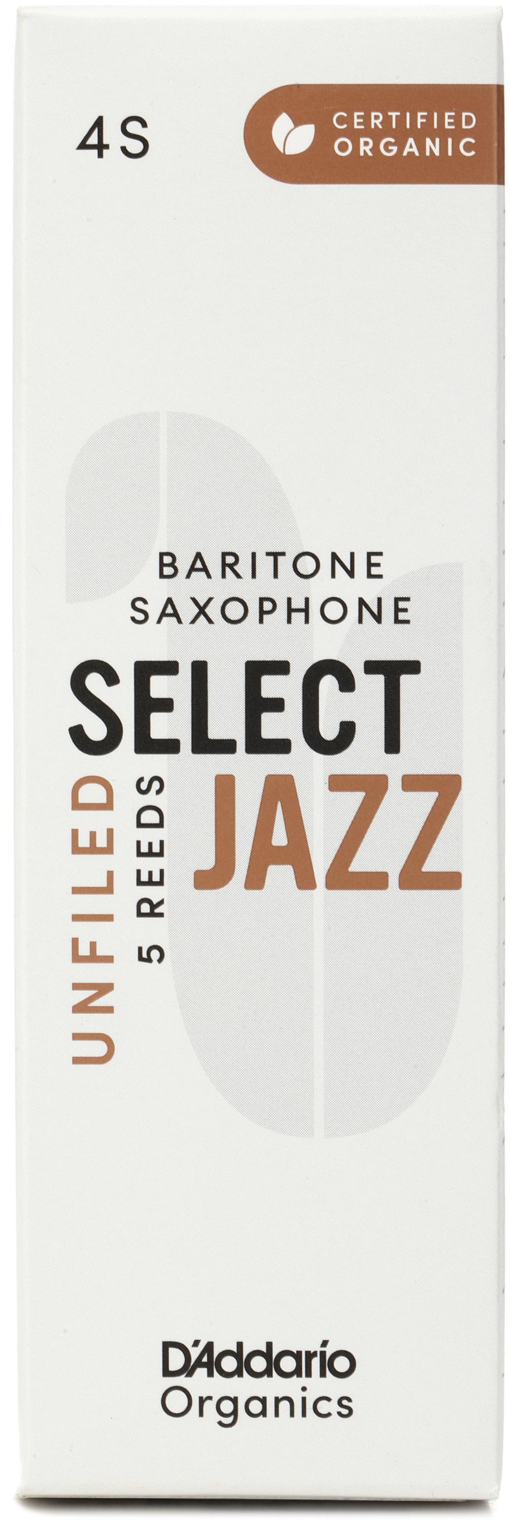 D'Addario Organics Select Jazz Unfiled Baritone Saxophone Reeds - 4 ...