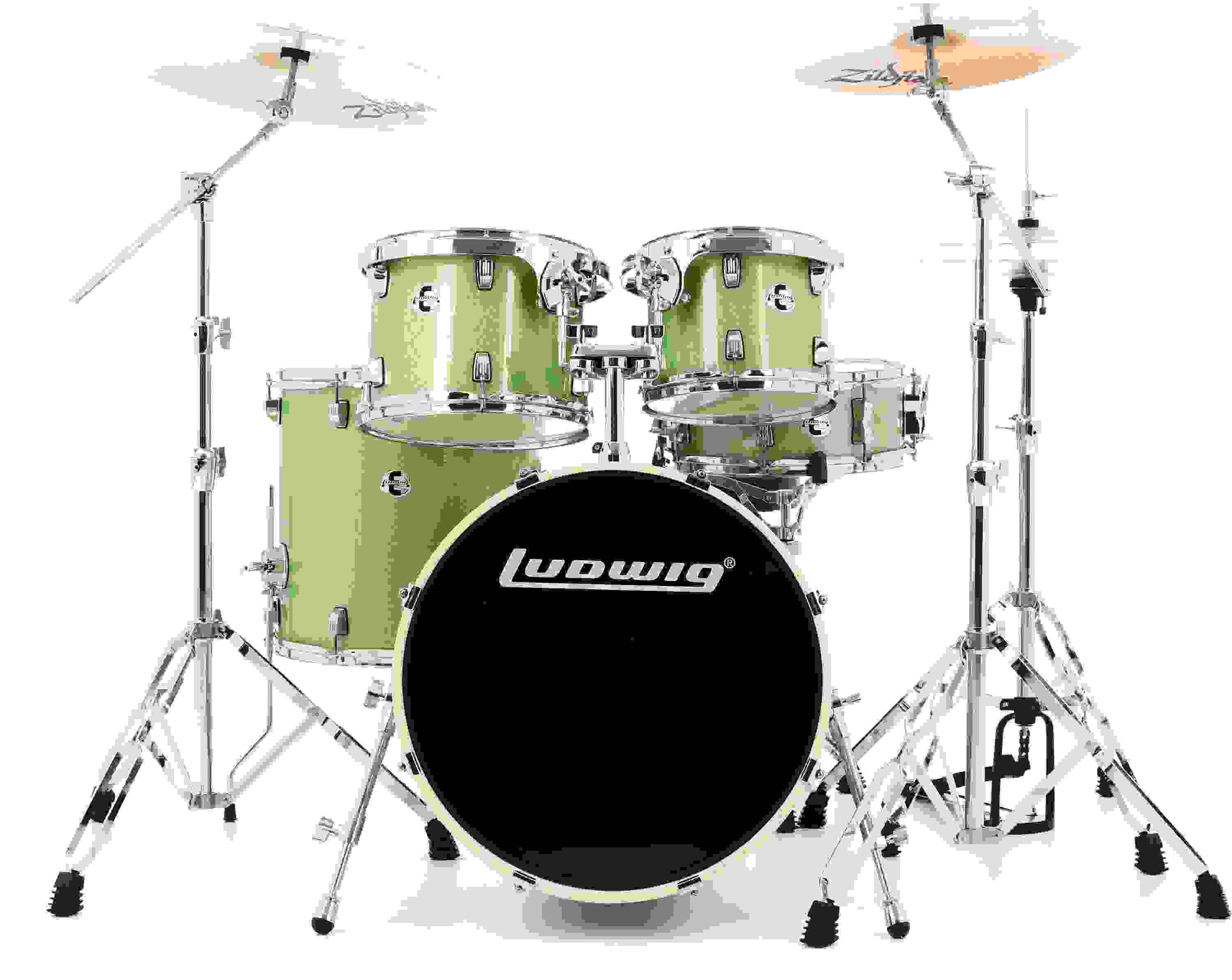 Ludwig Element Evolution 5-piece Complete Drum Set with Zildjian Cymbals - Mint Sparkle | Sweetwater
