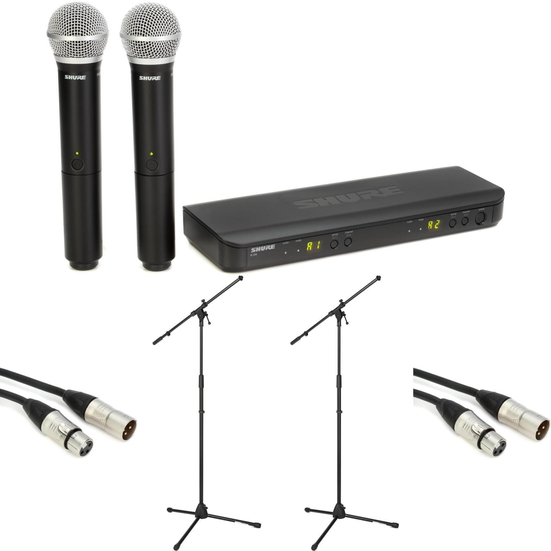 Shure BLX288/PG58 Dual Channel Wireless Handheld Microphone System with ...