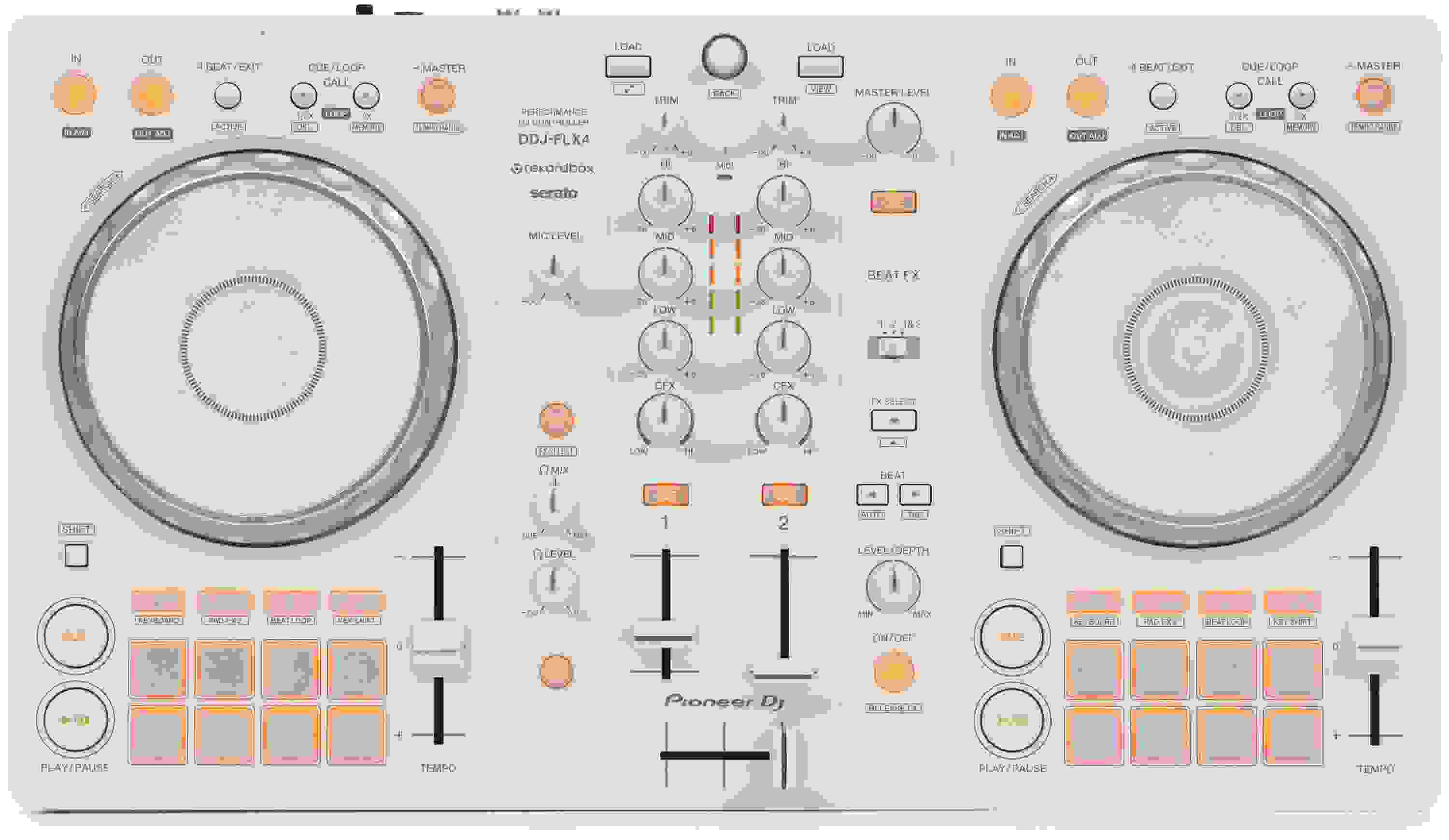 Pioneer DJ DDJ-FLX4 2-deck rekordbox and Serato DJ Controller - White ...