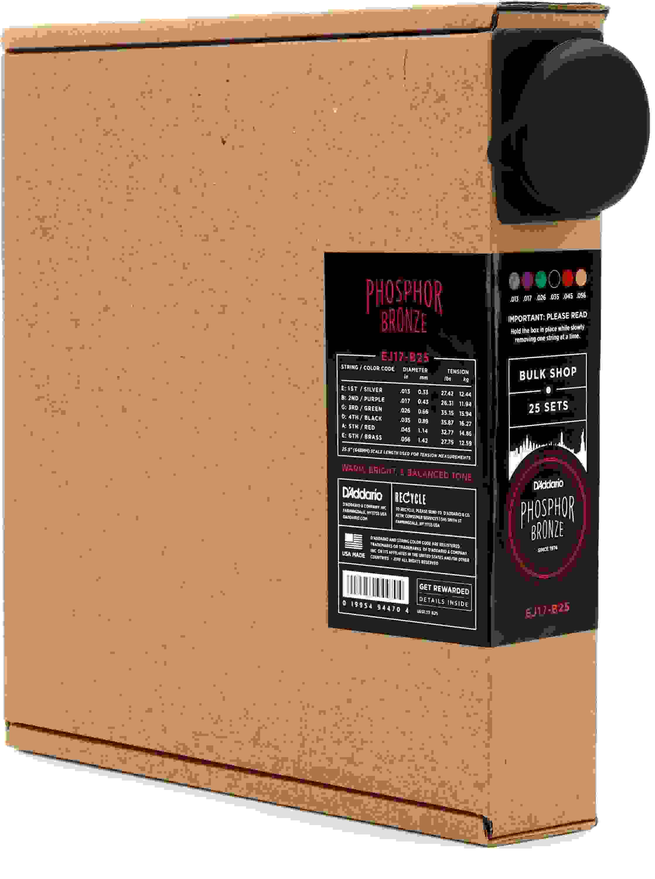 D'Addario EJ17 Phosphor Bronze Acoustic Guitar Strings - .013-.056 ...