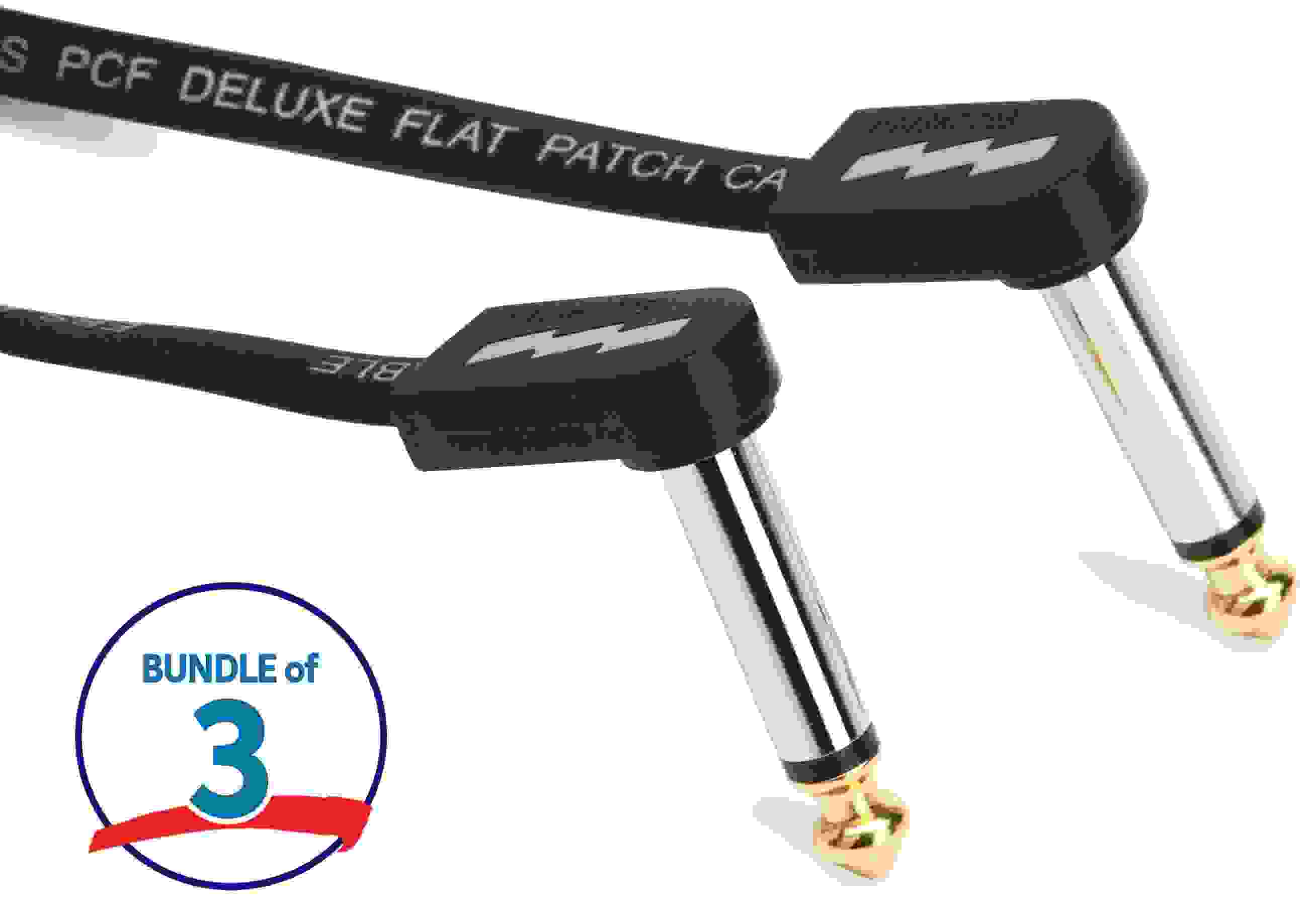 EBS PCF-DL18 Deluxe Flat Patch Cable - Right Angle to Right Angle - 7.09 inch (3-pack) | Sweetwater