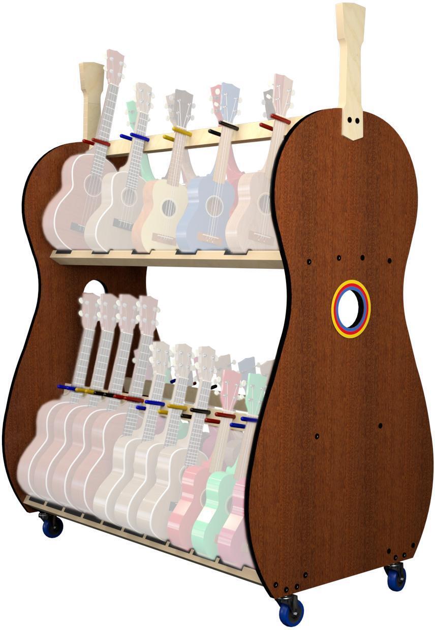 A&S Crafted Products The Band Room Ukulele Storage Rack - 30 Multi-size ...