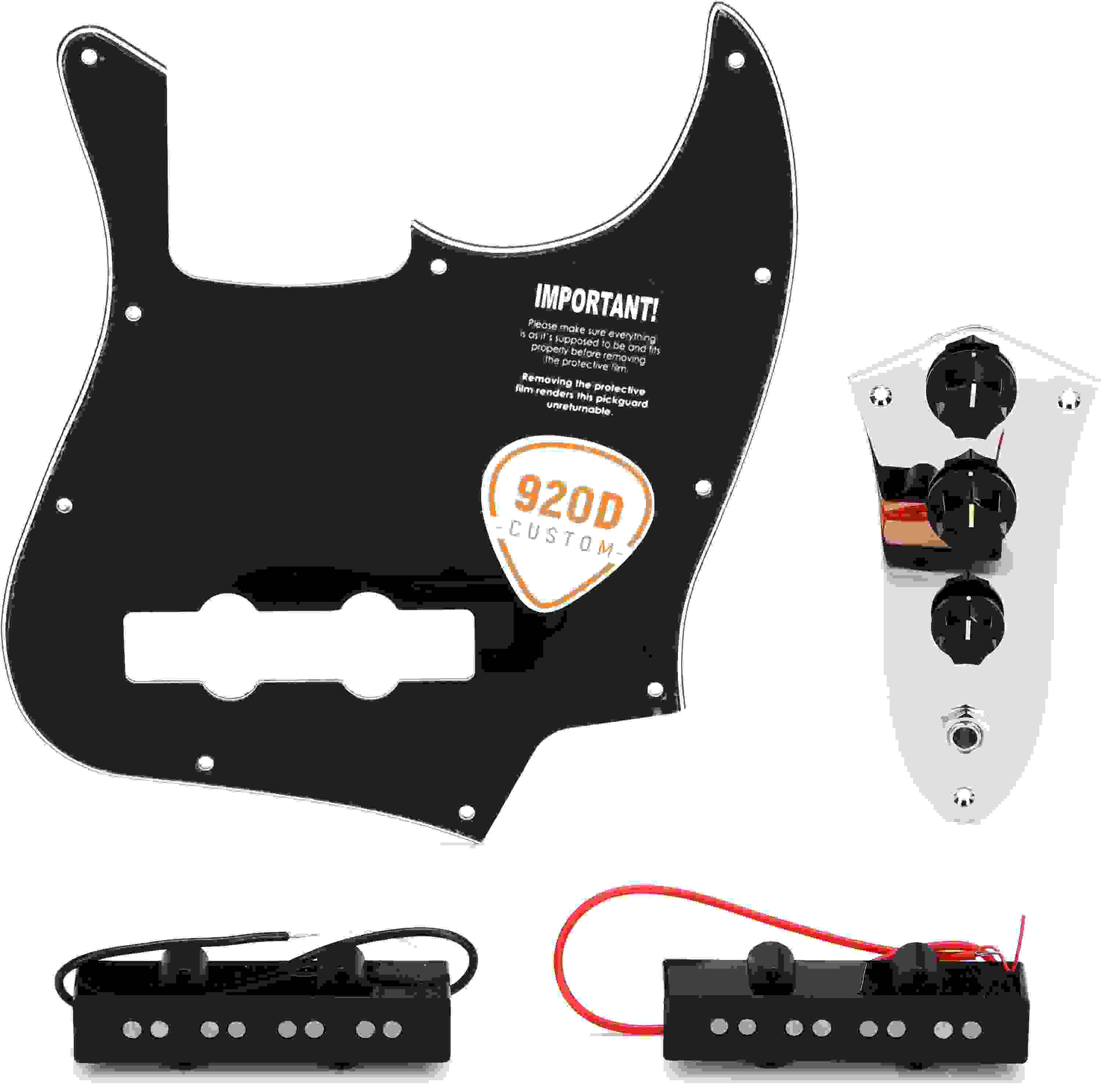 920D Custom Jazz Bass Loaded Pickguard - Black | Sweetwater
