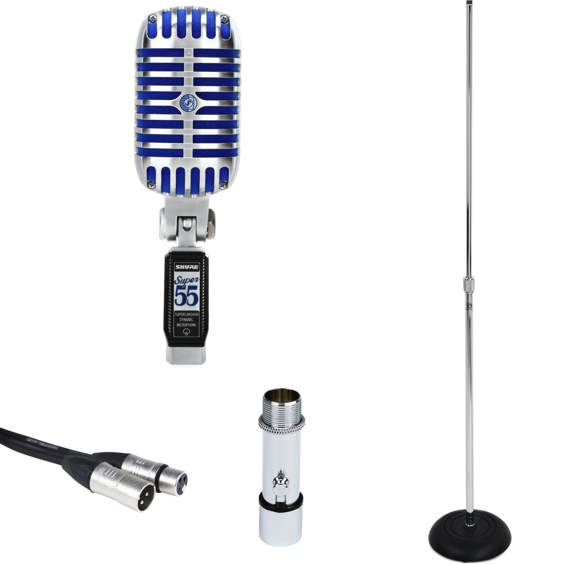 Shure Super 55 Deluxe Supercardioid Dynamic Vocal Microphone and Stand ...