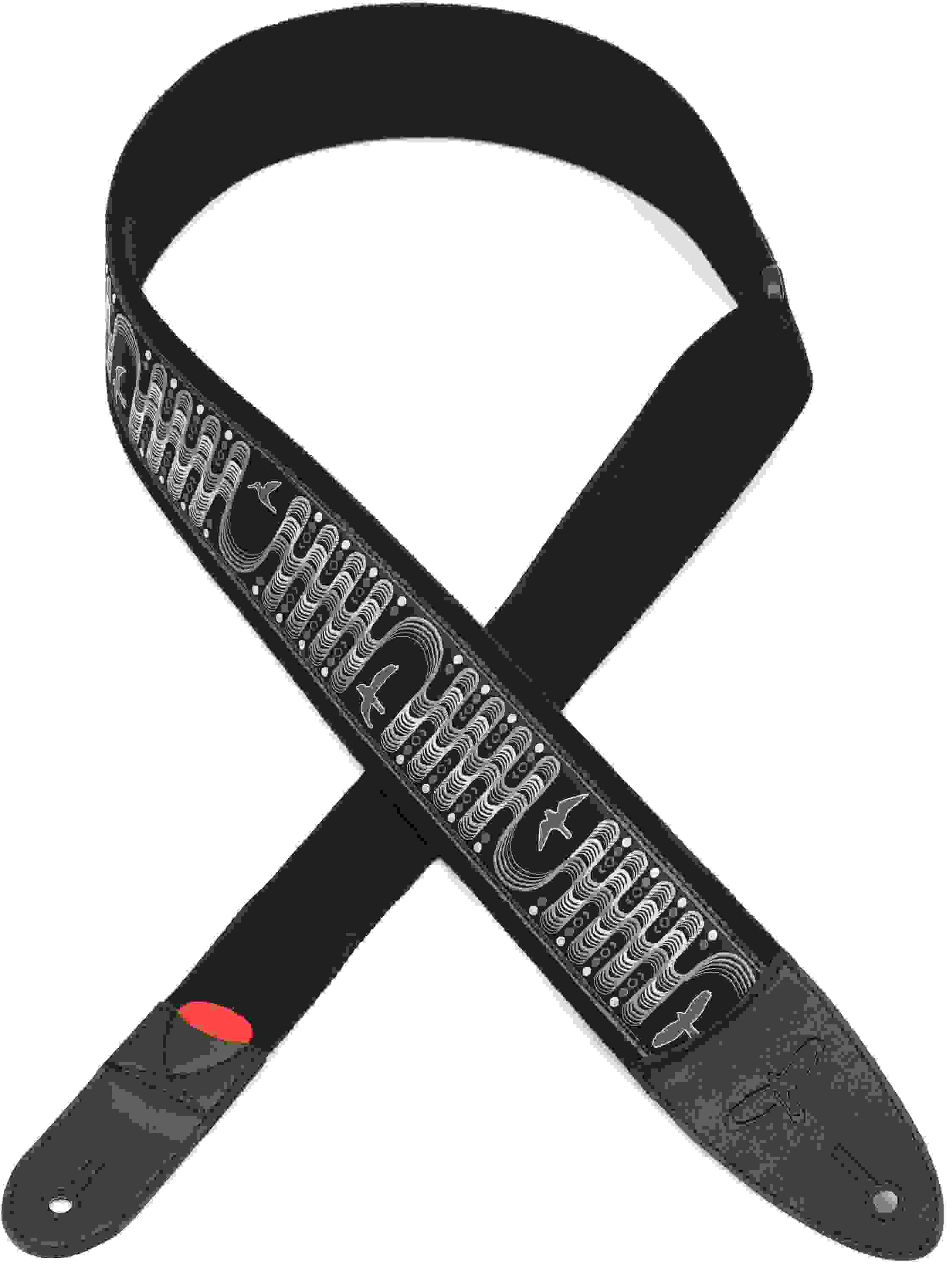 PRS Padded Guitar Strap with FLASH Custom Jacquard Birds Wavelength - Charcoal | Sweetwater