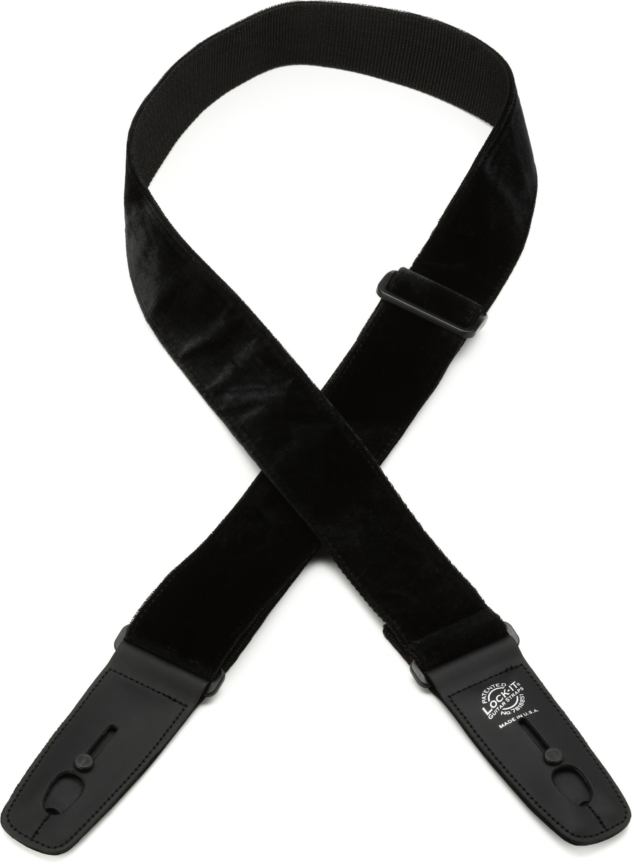 Lock-It Straps Crushed Velvet Guitar Strap - Black | Sweetwater