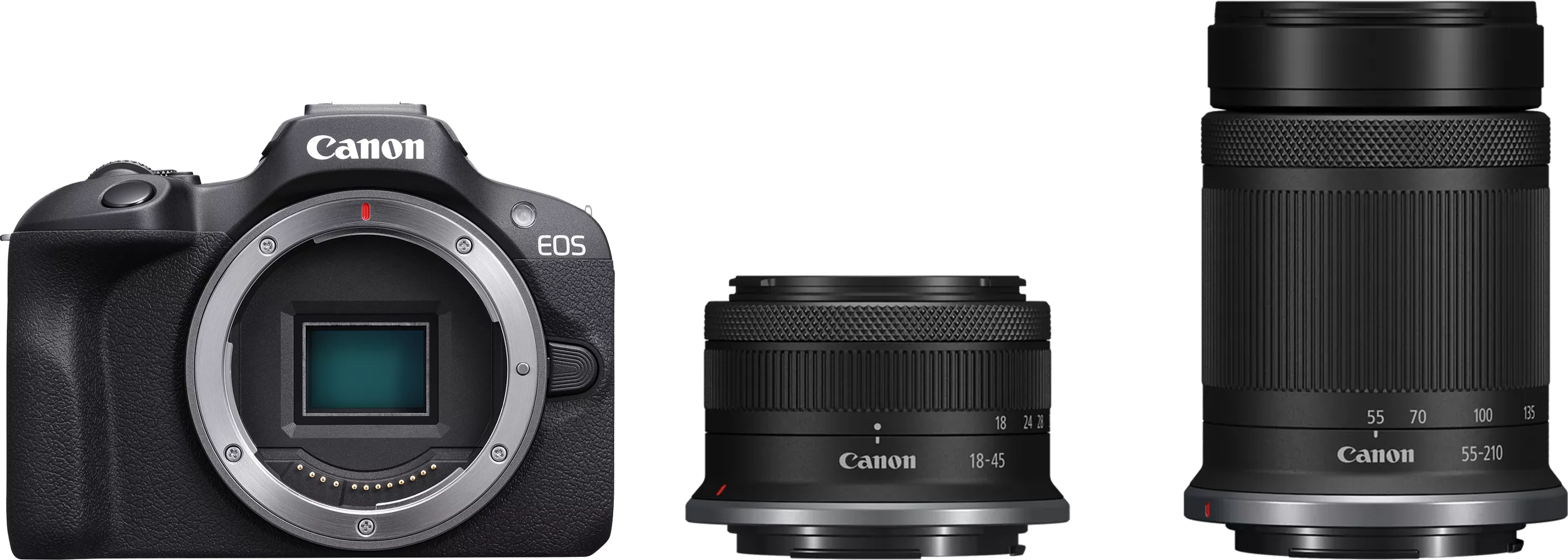 Canon EOS R100 Kit with 18-45mm f/4.5-6.3 and RF-S 55-210mm f/5-7.1 IS ...
