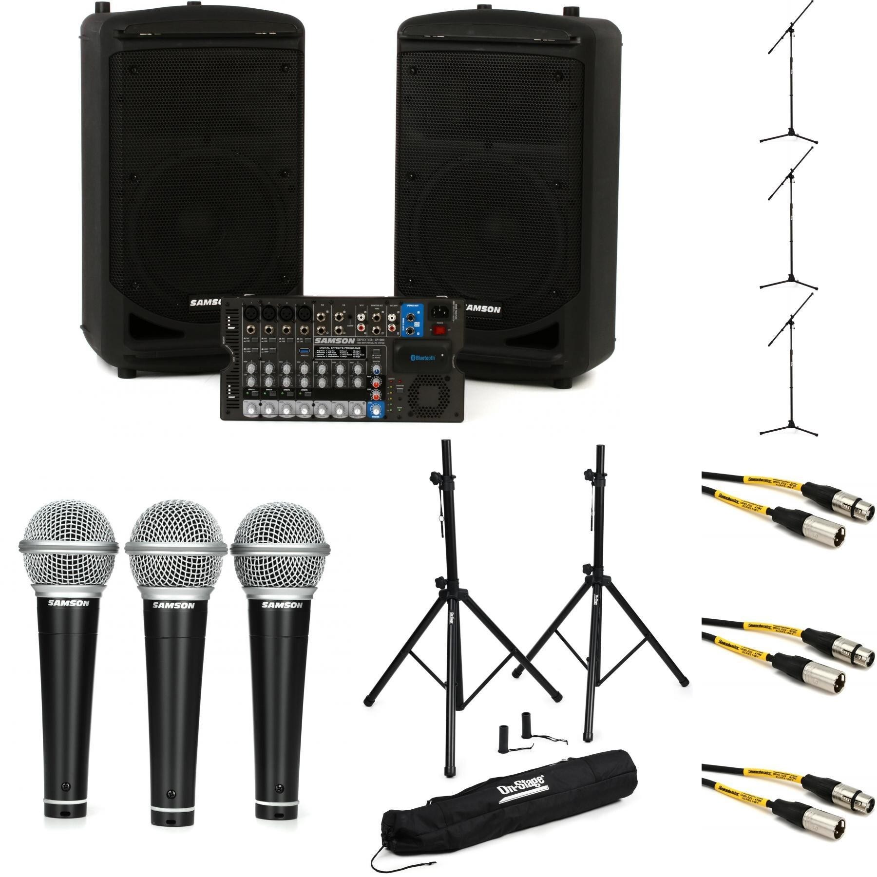 Samson Expedition XP1000 10-channel 1,000W Portable PA 3 Person Bundle ...