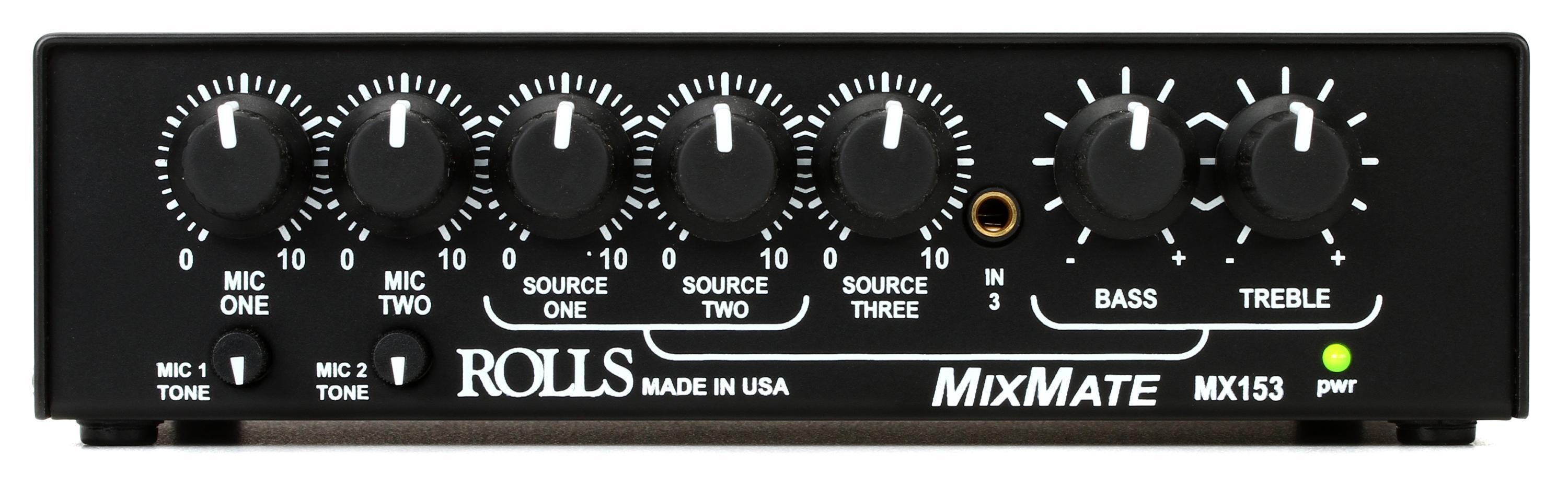 Rolls MX153 MixMate 2 Microphone/3 Stereo Source Mixer | Sweetwater