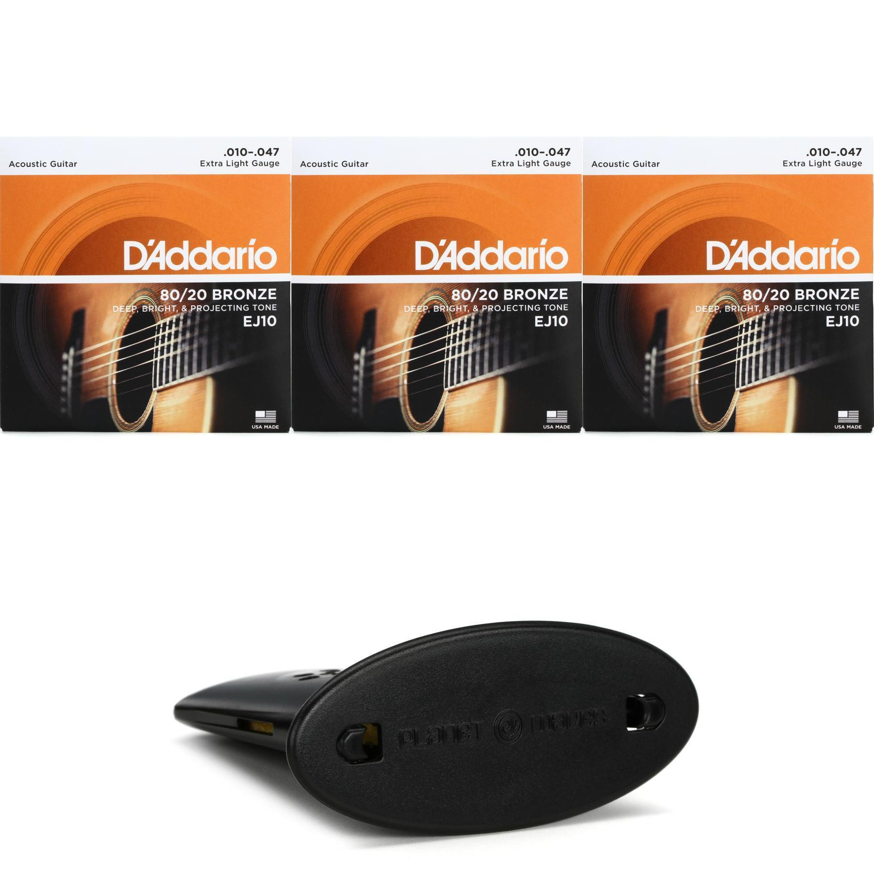 D'Addario EJ10 80/20 Bronze Acoustic Guitar Strings 3 Pack with ...