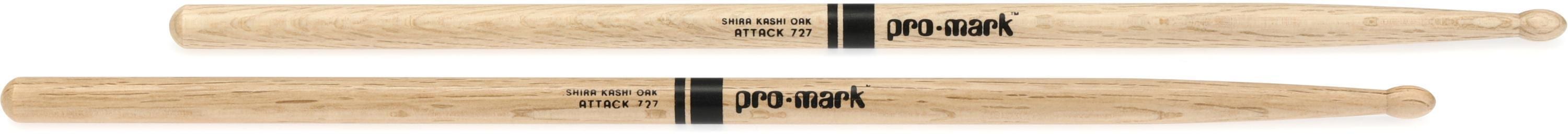 Promark Classic Attack Drumsticks - Shira Kashi Oak 727, Wood Tip ...