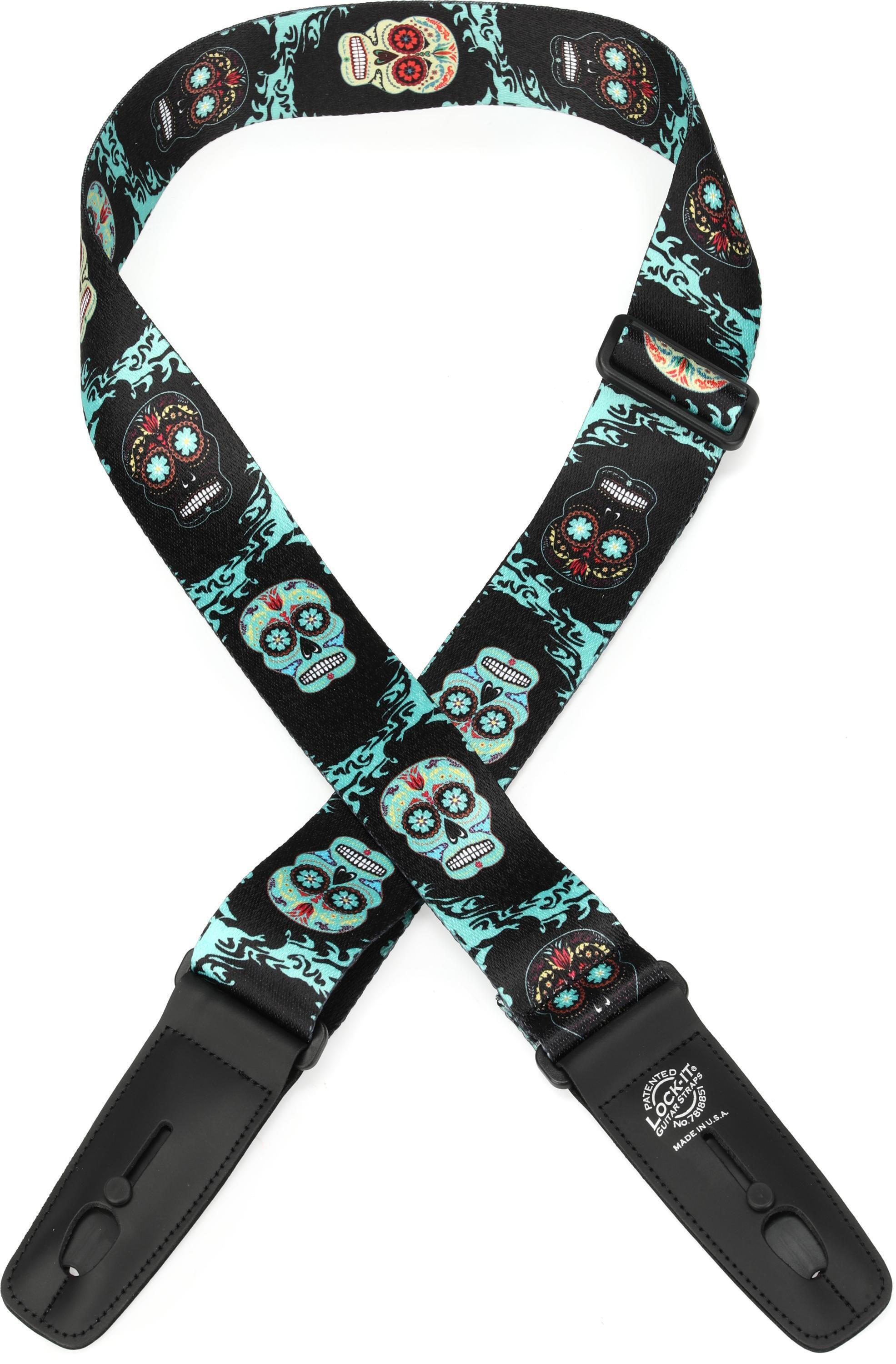 Lock-It Straps Plush Poly Strap - Sugar Skull | Sweetwater
