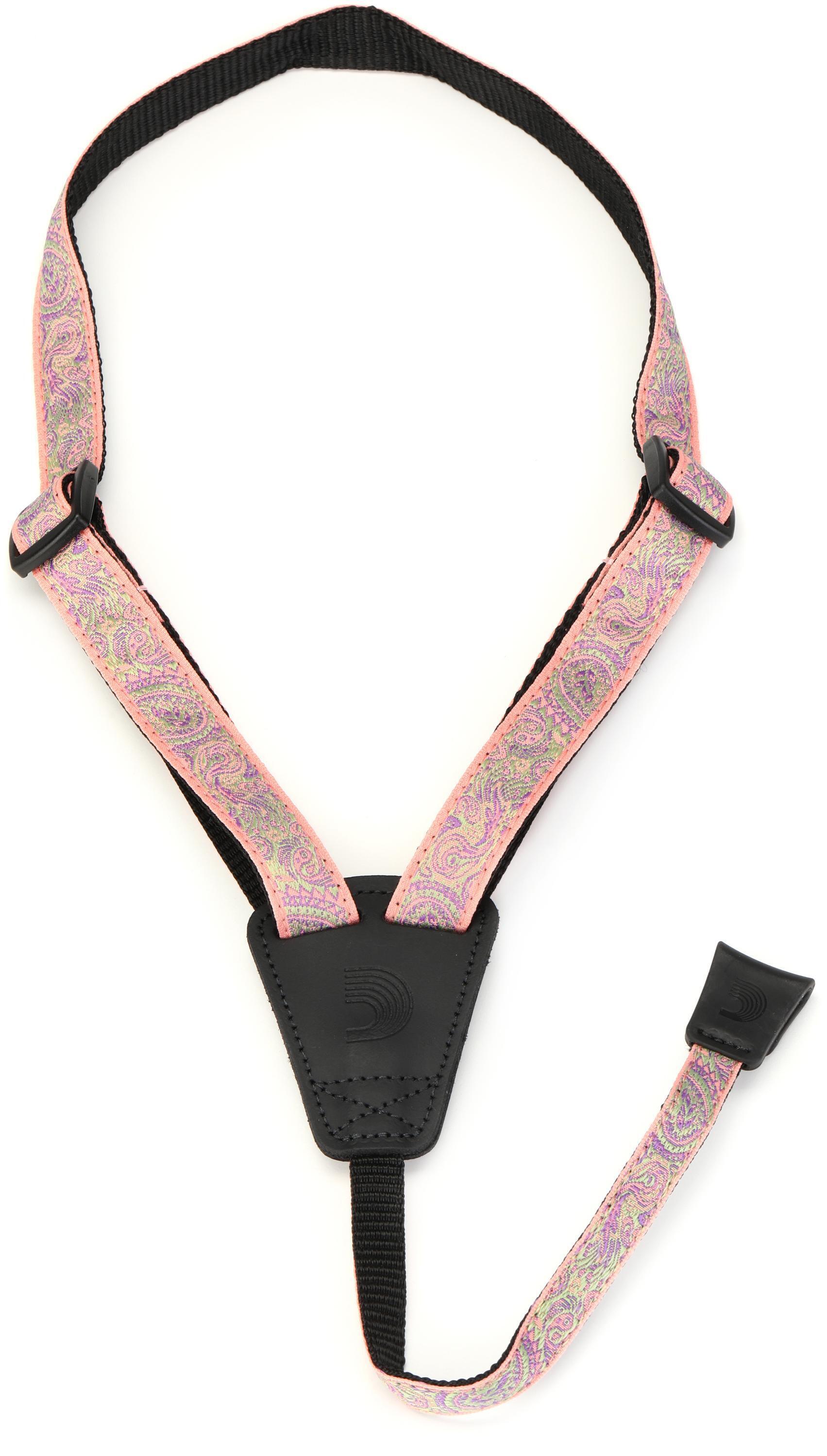 D'Addario Cradle Ukulele Strap - Paisley Pink/Green | Sweetwater