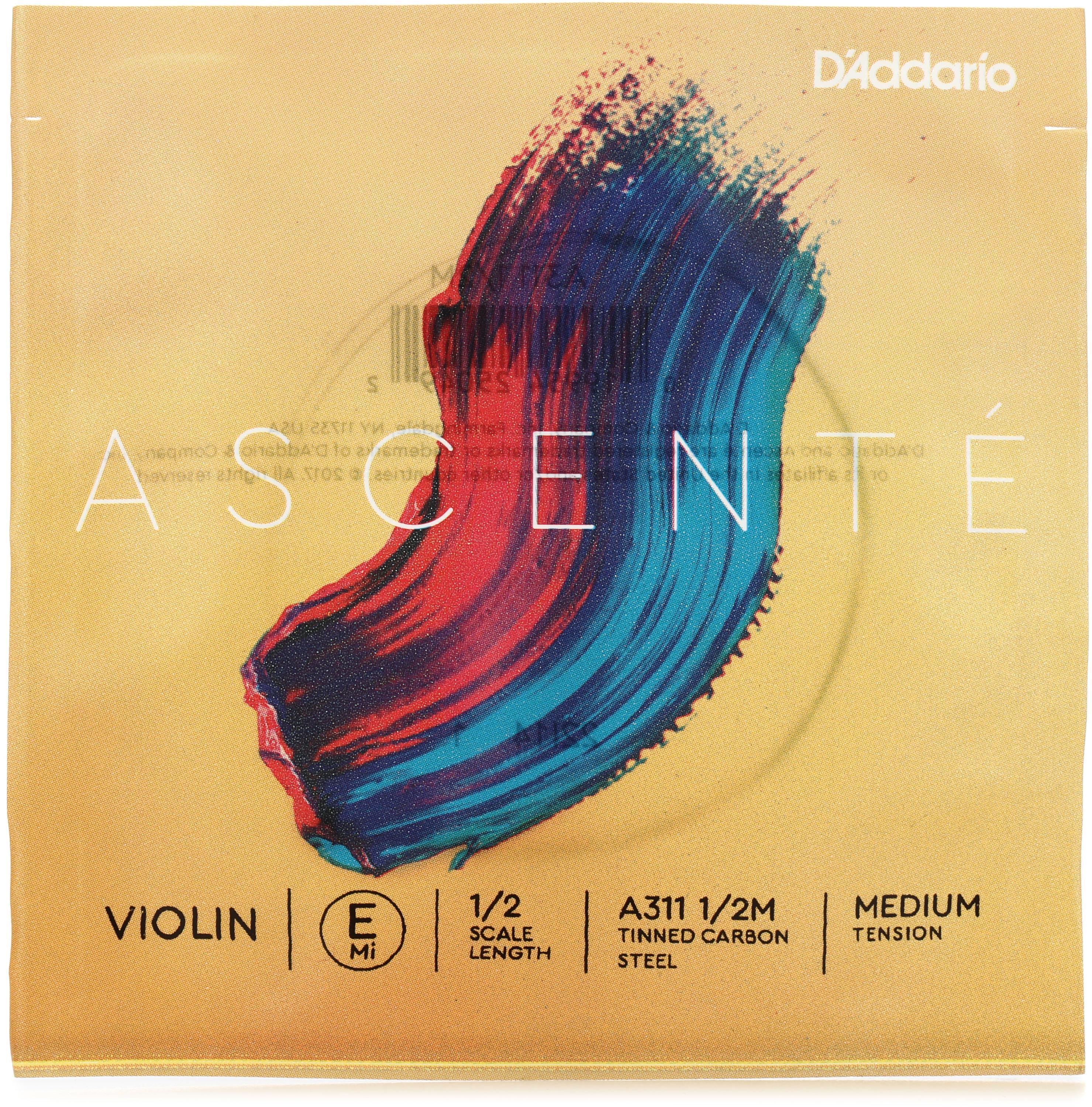 D'Addario A311 Ascente Violin E String - 1/2 Size, Medium Tension ...