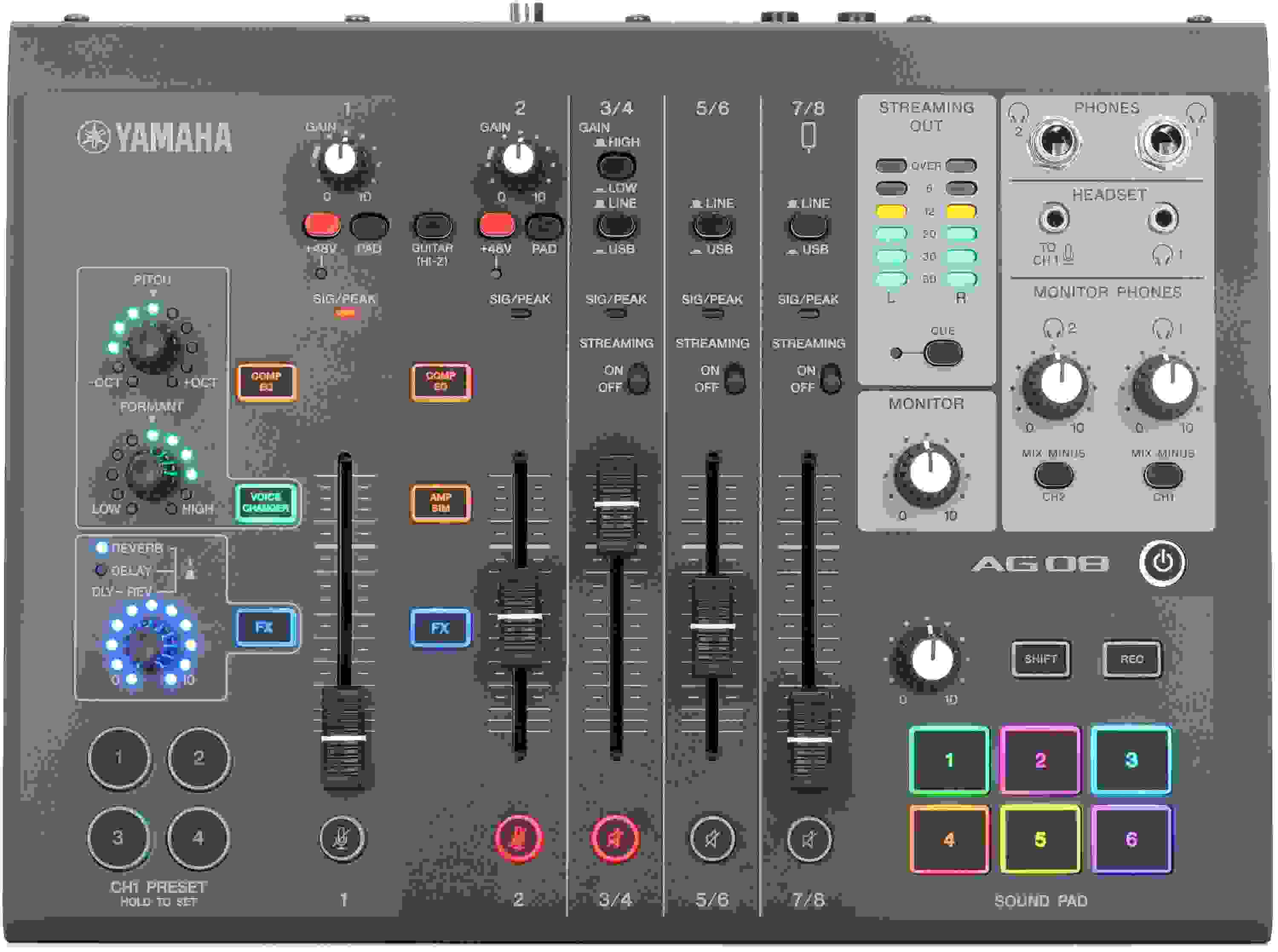 Yamaha AG08 8-channel Mixer/USB Interface for Mac/PC - Black | Sweetwater