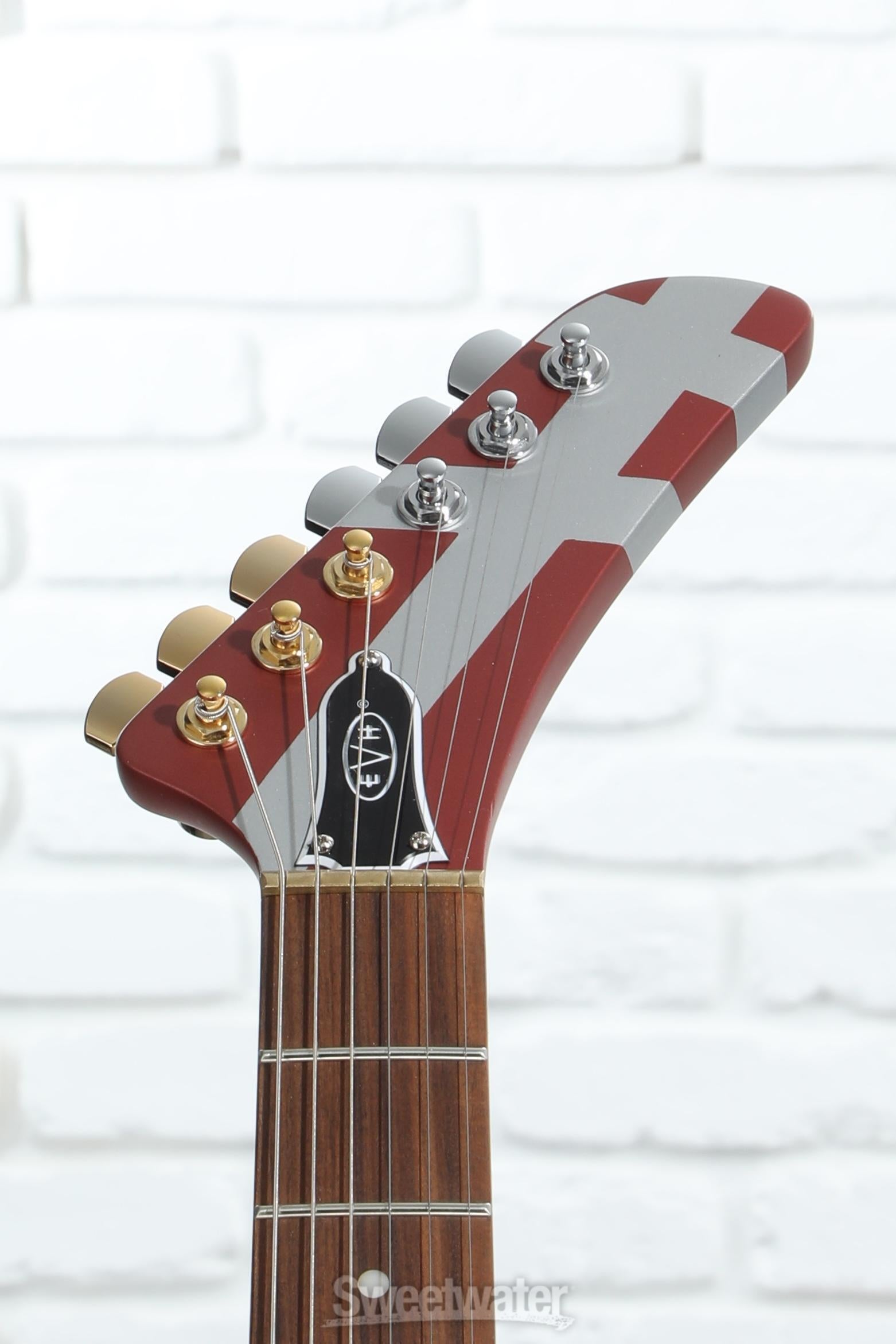 EVH Striped Series Shark Electric Guitar - Burgundy Red with Silver ...