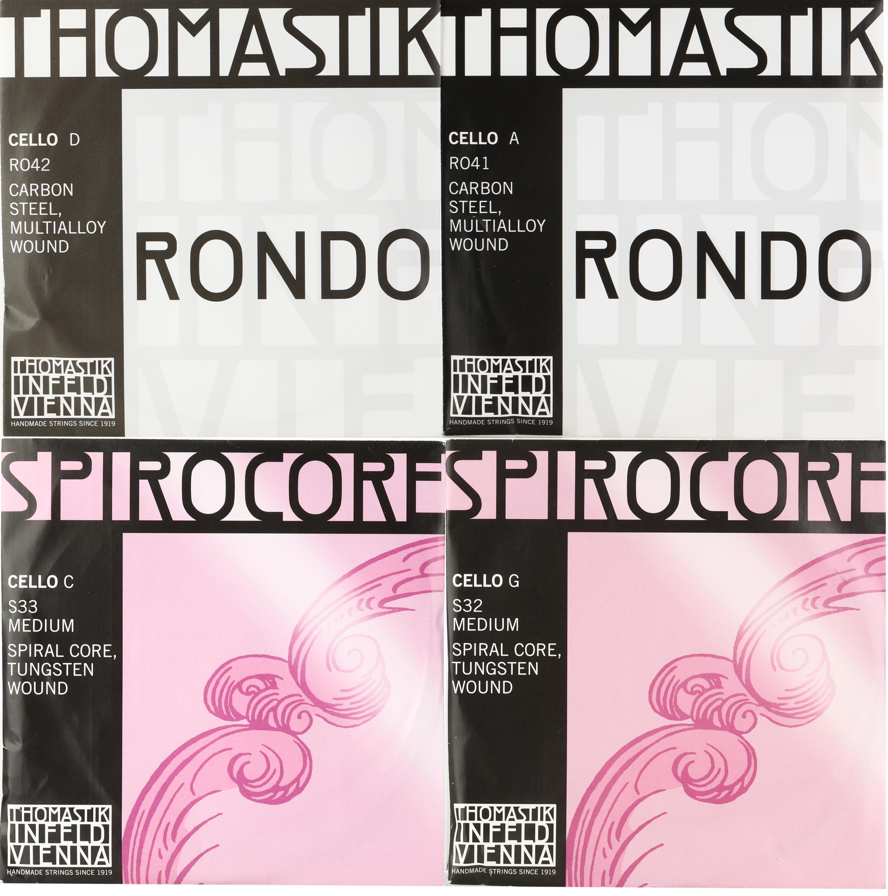 Thomastik-Infeld Rondo A/D and Spirocore G/C Cello String Set - 4/4, Medium | Sweetwater