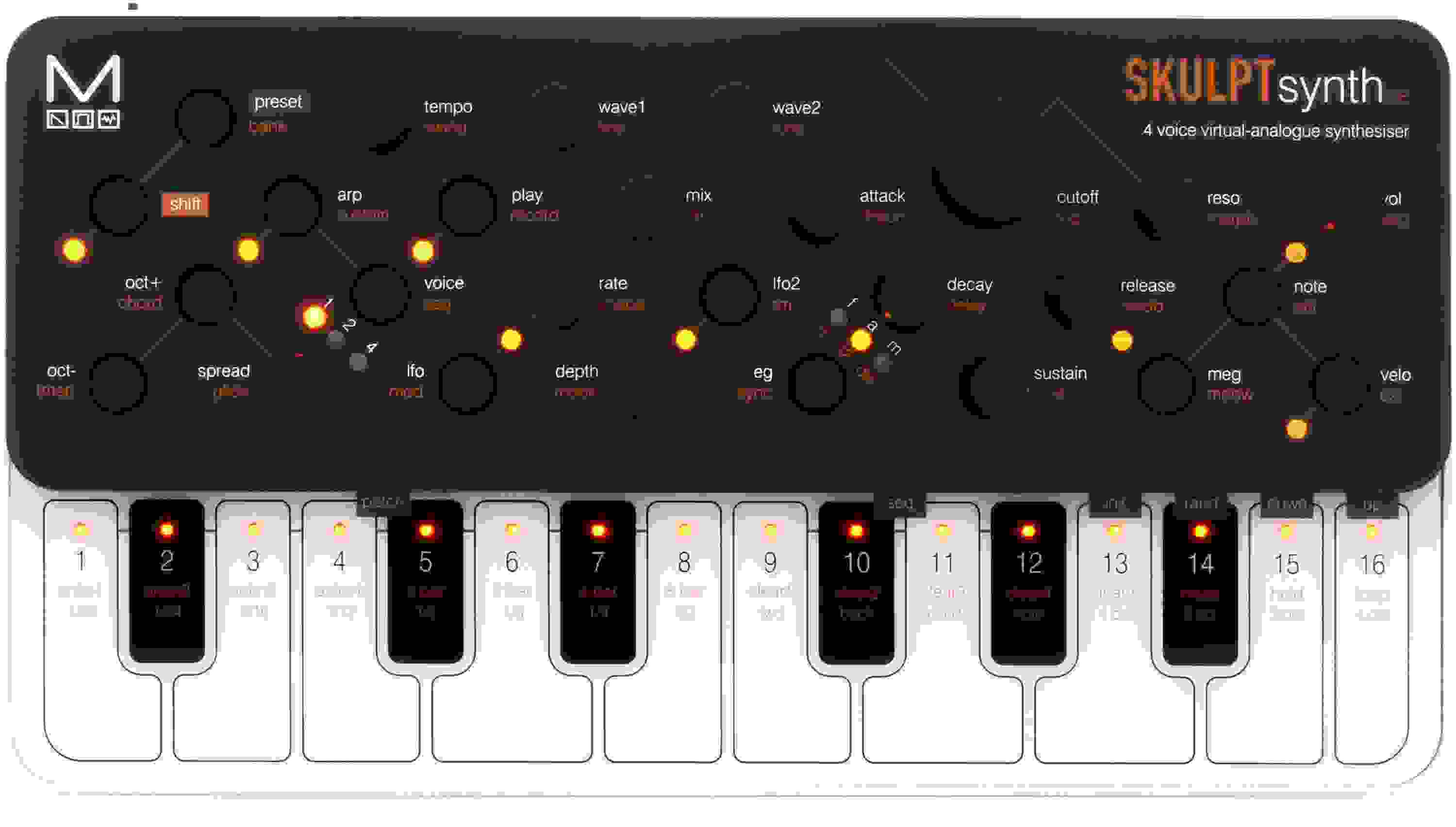 Modal Electronics Skulpt SE Portable 4 Voice Virtual Analog Synthesizer ...
