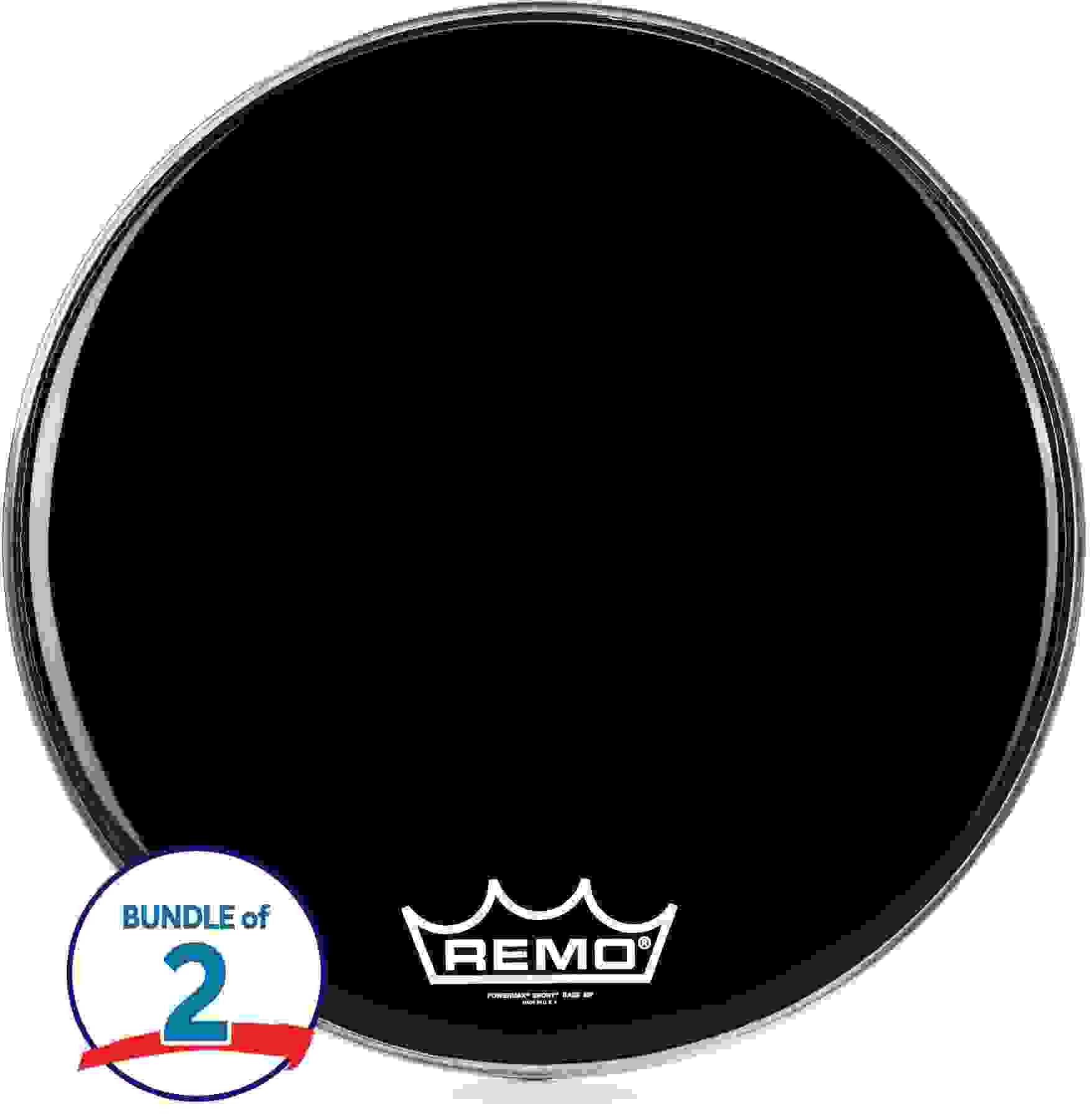 Remo Powermax Ebony Crimplock Bass Drumhead - 22 inch (2 Pack) | Sweetwater